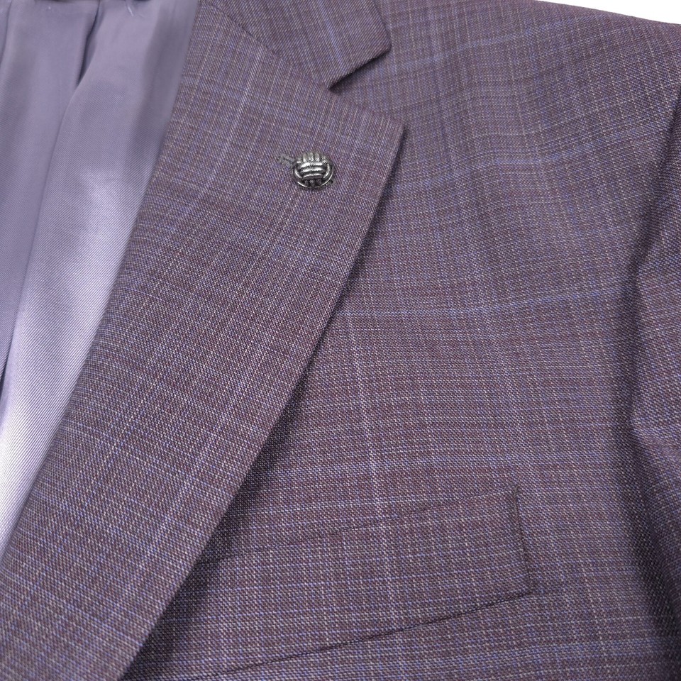$1048 Jack Victor Napoli Purple Super 120s Wool Tonal Windowpane Suit ...