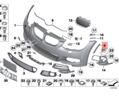 NEW BMW 3 CABRIO E93 FRONT BUMPER LEFT REFLECTOR 63147162313 7162313 ...