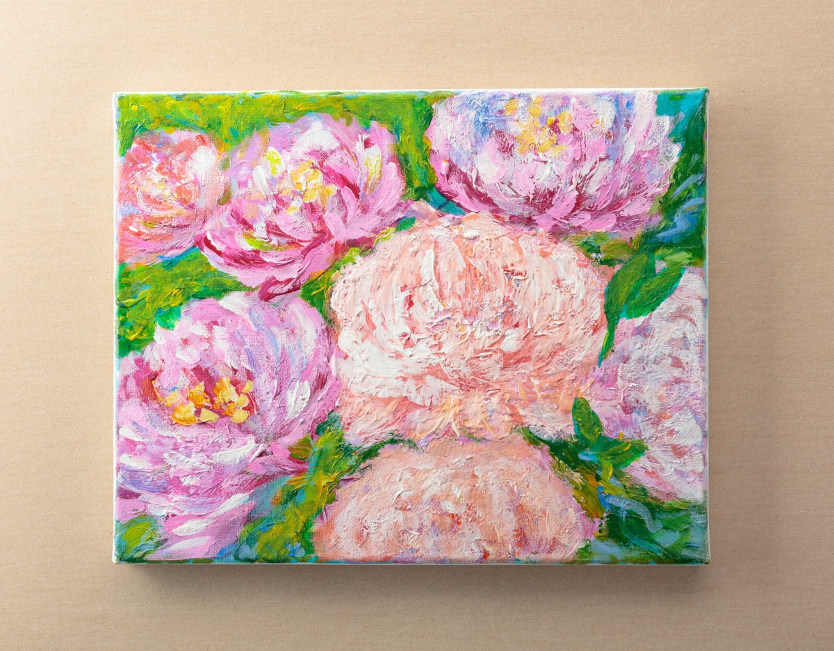 Peony Acrylic Painting FLOWER FRIDAY FLOWERS IN BLUE VASE...A NEW