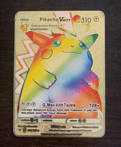 RARE VOLTAGE RAINBOW PIKACHU VMAX 044/185 GOLD metal CARD Very Good ...