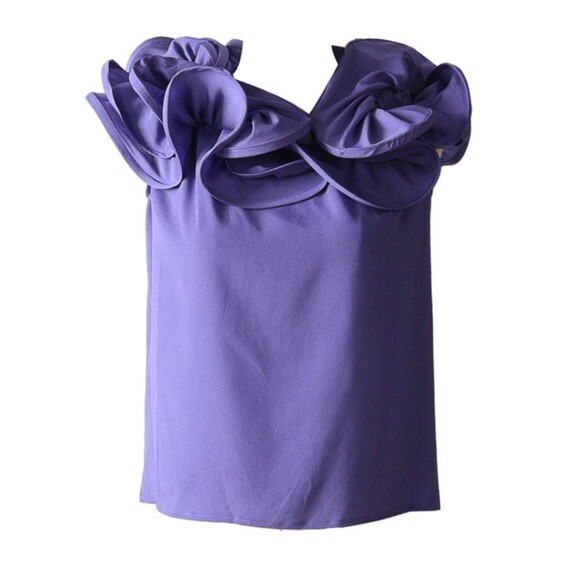 The Mylyta Purple Ruffle Off The Shoulder Girly Top H5 | eBay