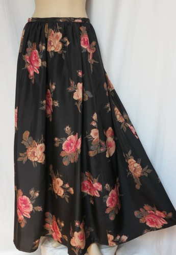 Laura Ashley Seidenrock 36 Abend Hochzeit Rosen Blumen schwarz rosa ...