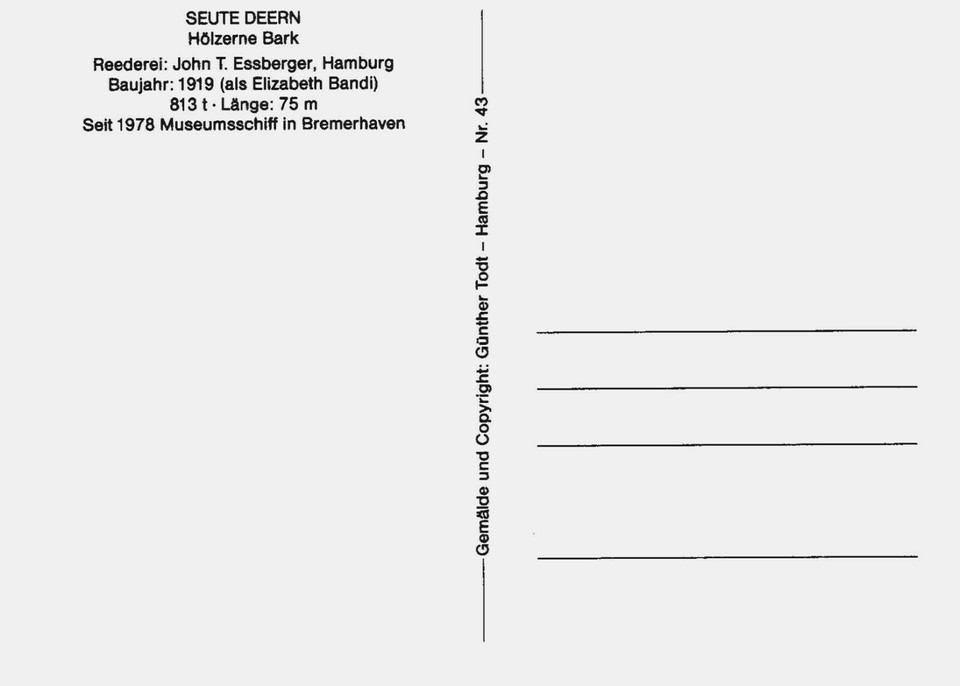 Sailing Ship Painting Ocean German Marine Artist Gunther Todt Reprint ...