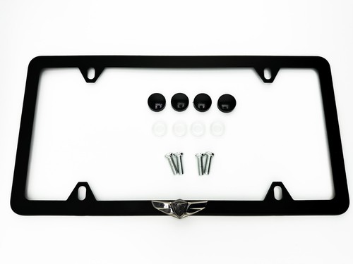 SlimLine Genesis License Plate Frame Stainless Steel Satin BLACK CHROME ...