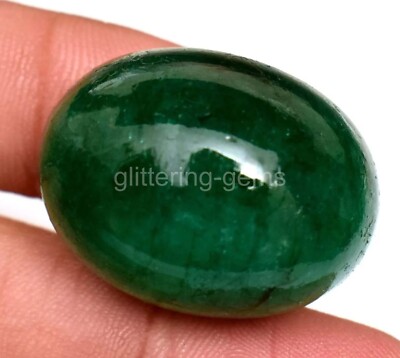 Natural Certified 20 Ct Green Emerald Oval Cabochon Loose Gemst From ...