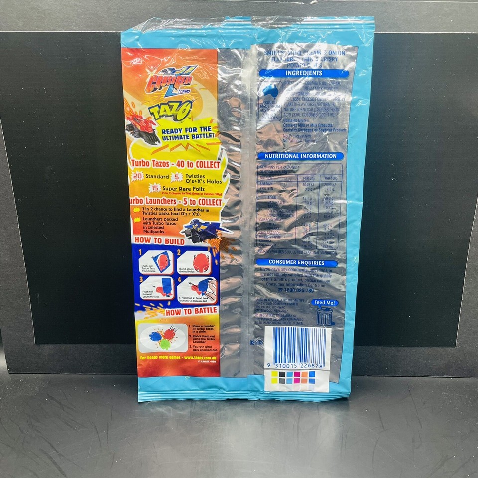 Crush Gear Turbo Smiths Tazo Chip Packet 2004 Promo Tazos Rare Blue ...