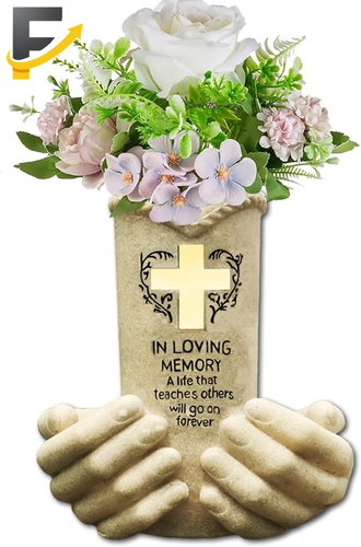 Cemetery Vases for Grave with Solar LED Lights Fresh Artificial Flower ...