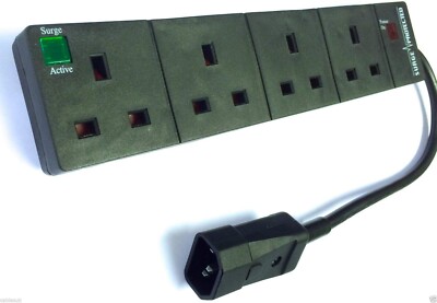 1m IEC C14 - 4 Way UK Mains Socket Lead UPS Power Splitter Surge ...