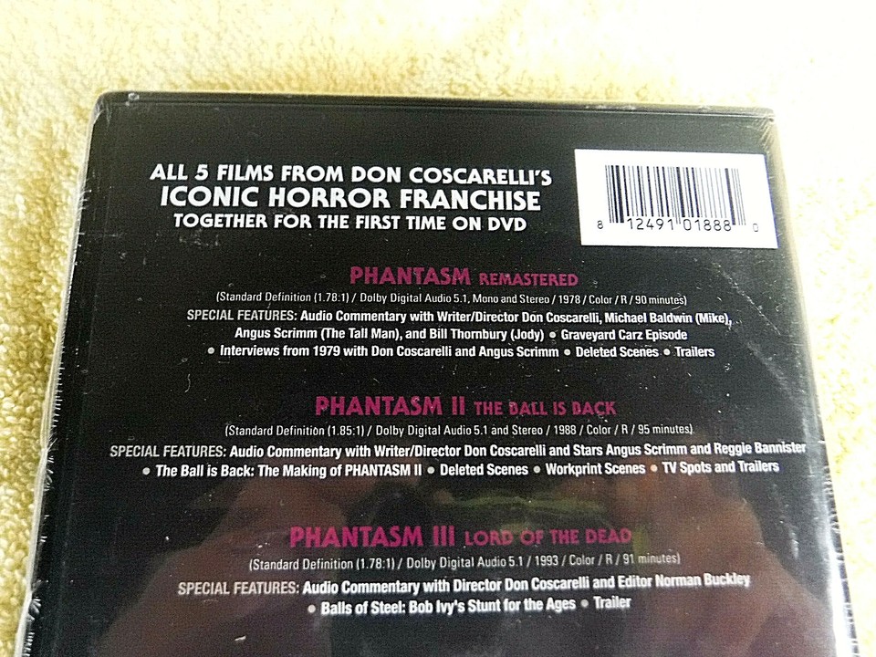 NEW/SEALED 5 DVD SET! PHANTASM 5 FILM HORROR COLLECTION! COMES WITH ...