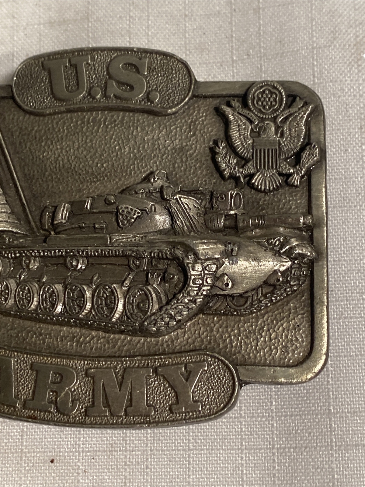 US Army Tank Flag & Seal Belt Buckle 1982 Bergamot Br… - Gem