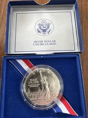 Uncirculated Proof 1986-p Philadelphia Silver Mint Ellis Island Silver ...