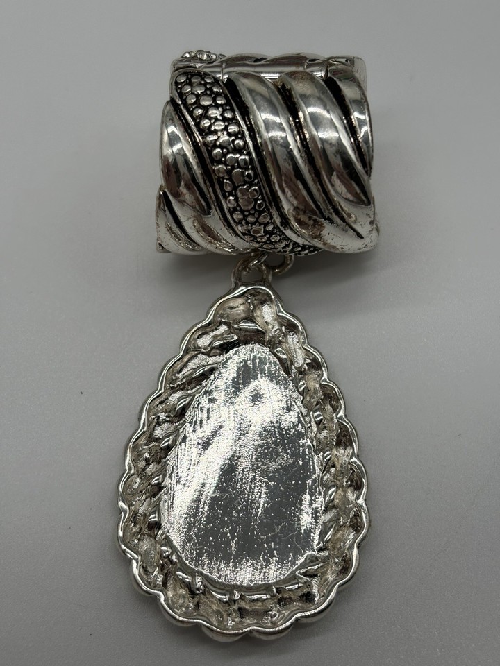 Silver Tone Faux Abalone Pendant Fashion Jewelry Magnetic Clasp Chunky ...