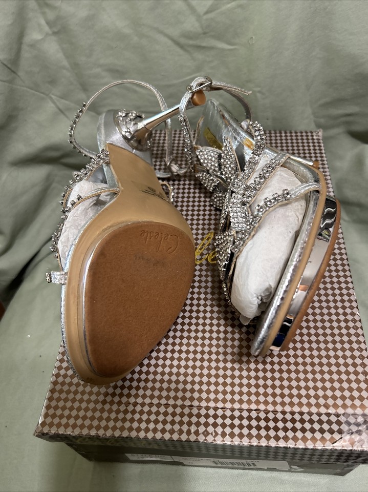 Women's Strappy Rhinestones 3 inch High Heel Stiletto Shoes Size 7.5 ...