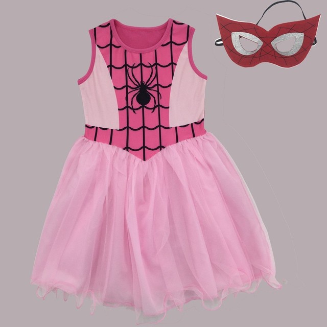 Girls Spider-Girl Dress Kids Pink Spiderman Costume Party + Mask L8 | eBay
