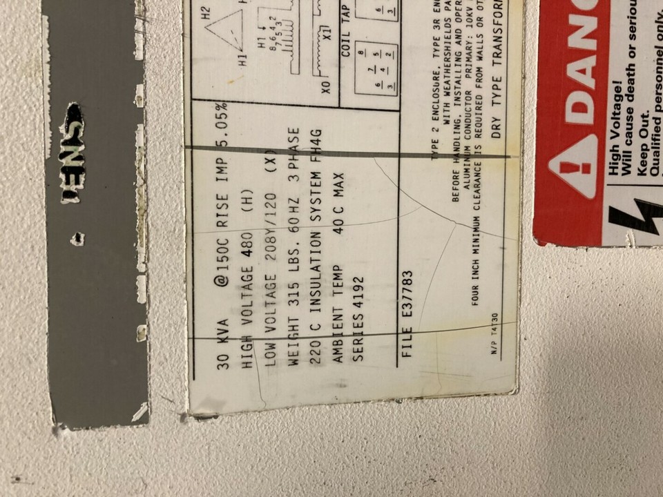 Siemens 30kVA Transormer 480v x 208Y/120V, Model 36B | eBay