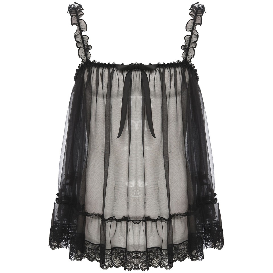 Womens Sexy Lace Sheer Sleepwear Dress See-Through Slip Tops Nighty ...
