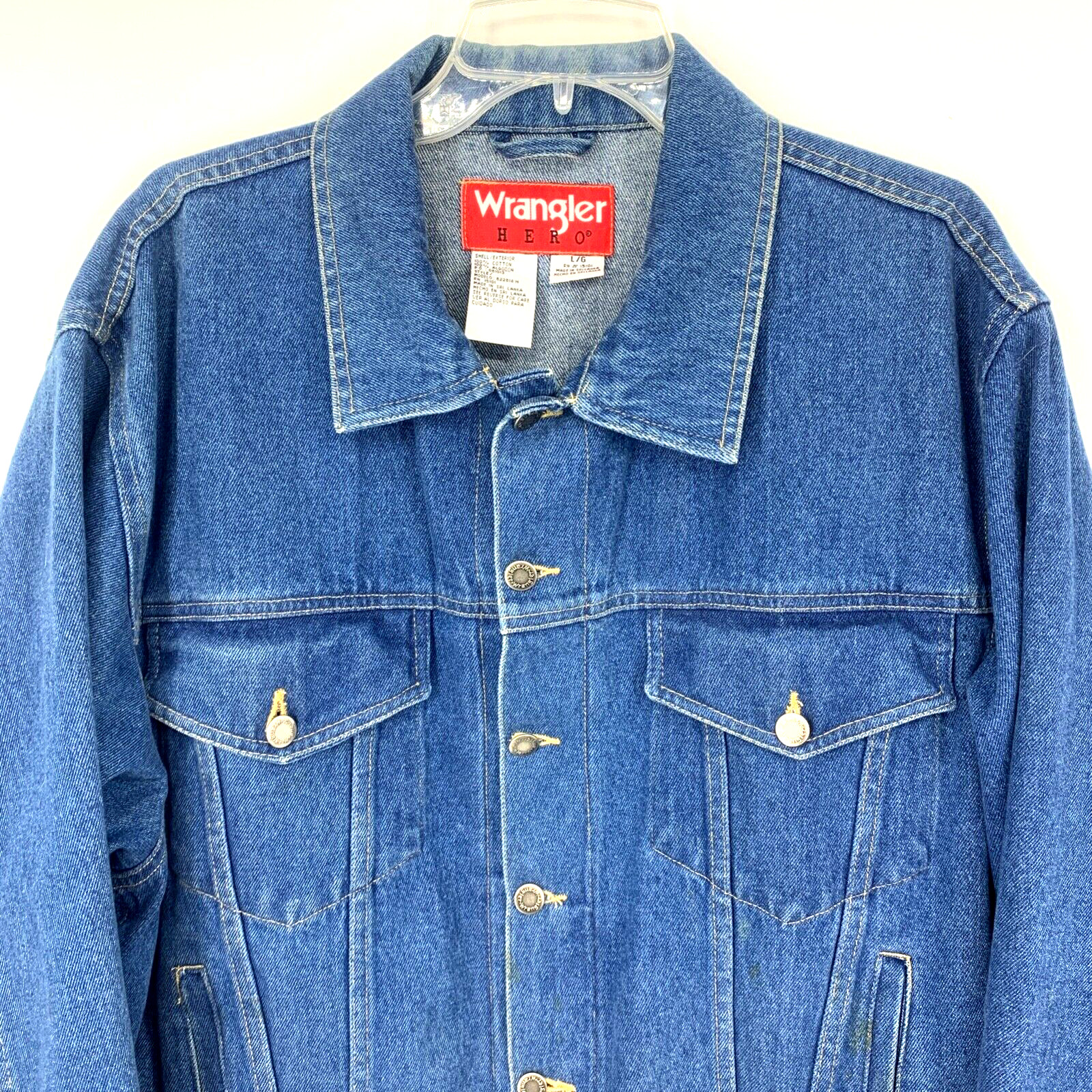 Wrangler Hero Mens Denim Trucker Jacket Size Large Da… - Gem