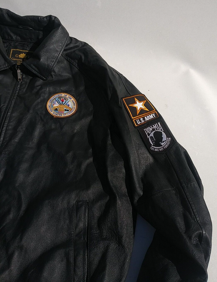 Giovanni Verucci Leather Jacket POW MIA You Are Not Forgotten & USA ...