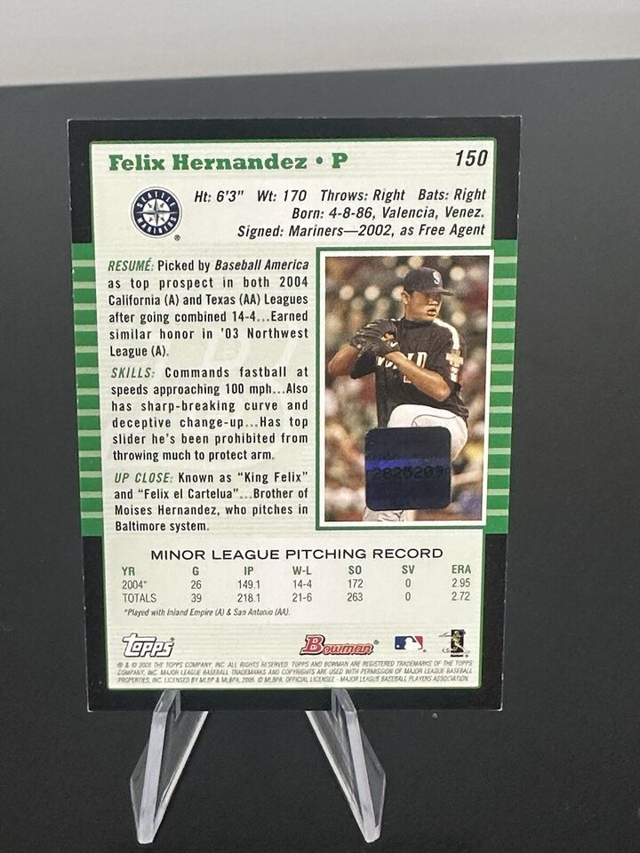 2005 Bowman FELIX HERNANDEZ ROOKIE AUTO Seattle Mariners #150 | eBay
