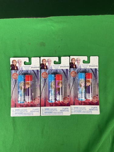 3 Pk Frozen II Flavored Lip Balm 2 Pack Cotton Candy & Blueberry ...