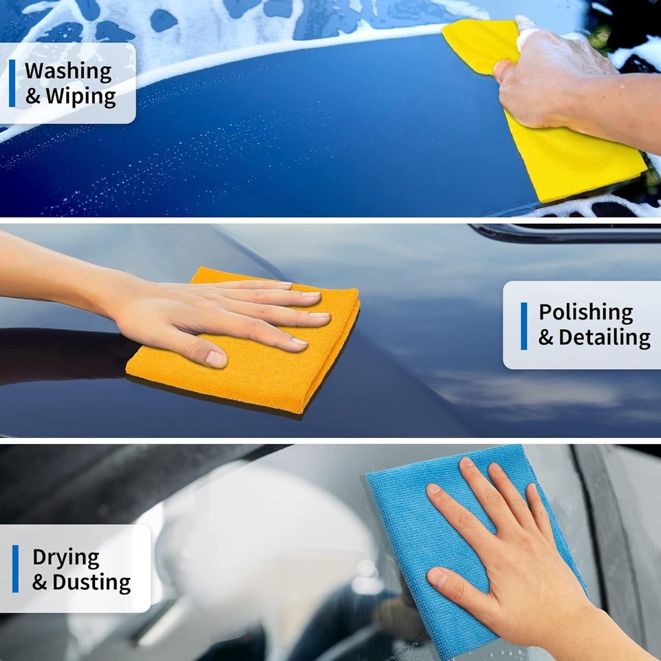 Microfiber Cleaning Cloth Set of 100 Towel Rag Car Polishing Detailing ...