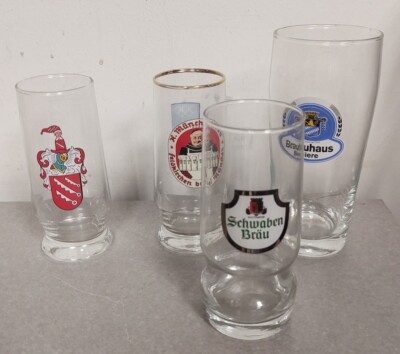 Lot 4 1970s-80s Vintage German Beer Glass Schwaben Brau Brauhaus X ...