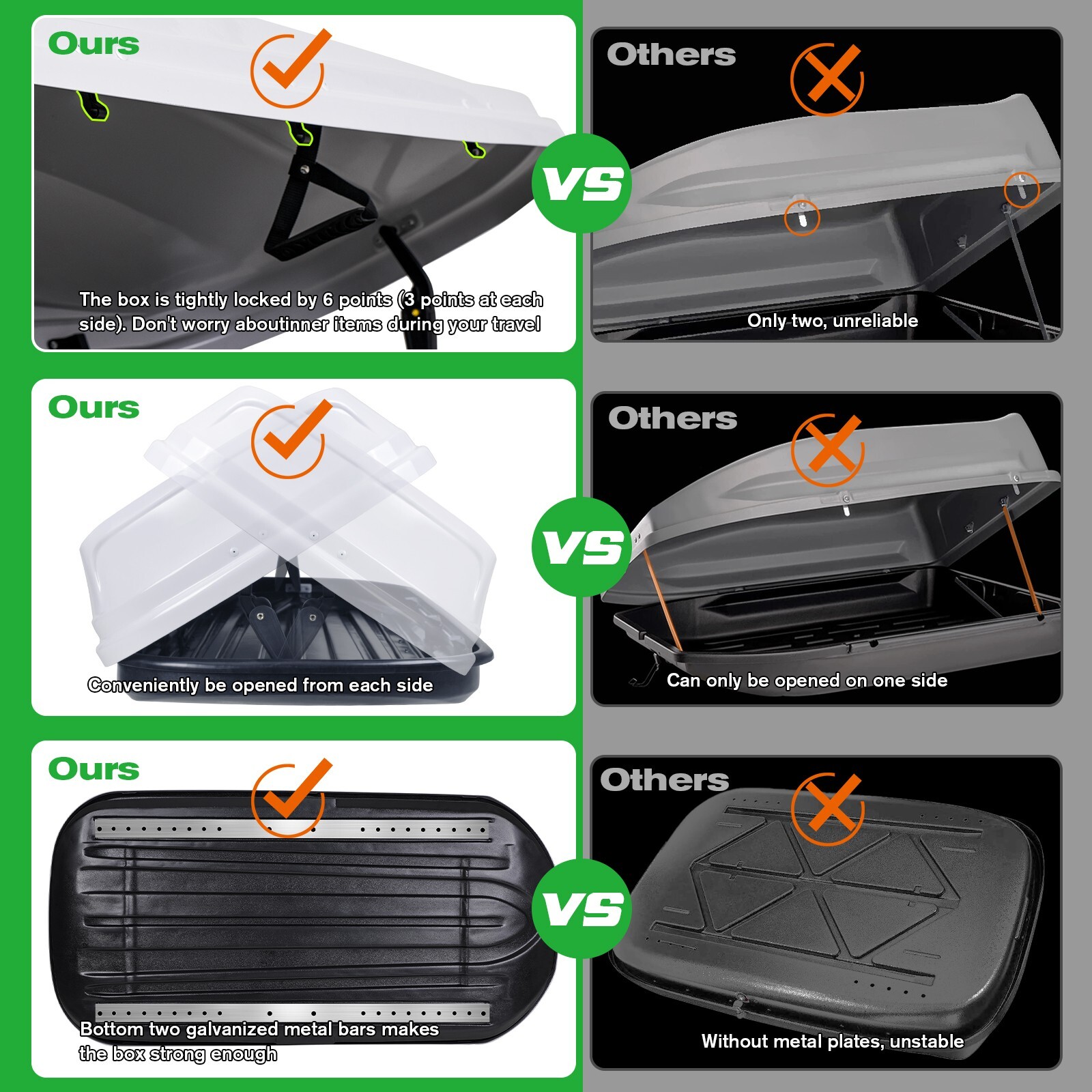 14 Cu.Ft Car Top Cargo Carrier Roof Mount Luggage Box Toolless Install ...