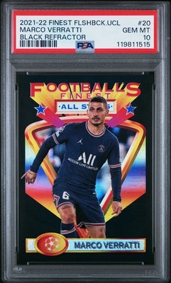 2021-22 TOPPS FINEST FLASHBACK UCC MARCO VERRATTI BLACK REFRACTOR /25 ...
