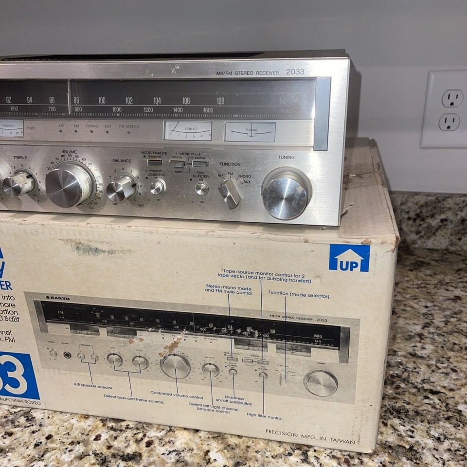 AS IS Vintage Boxed Sanyo Model 2033 AM FM Stereo Receiver High ...