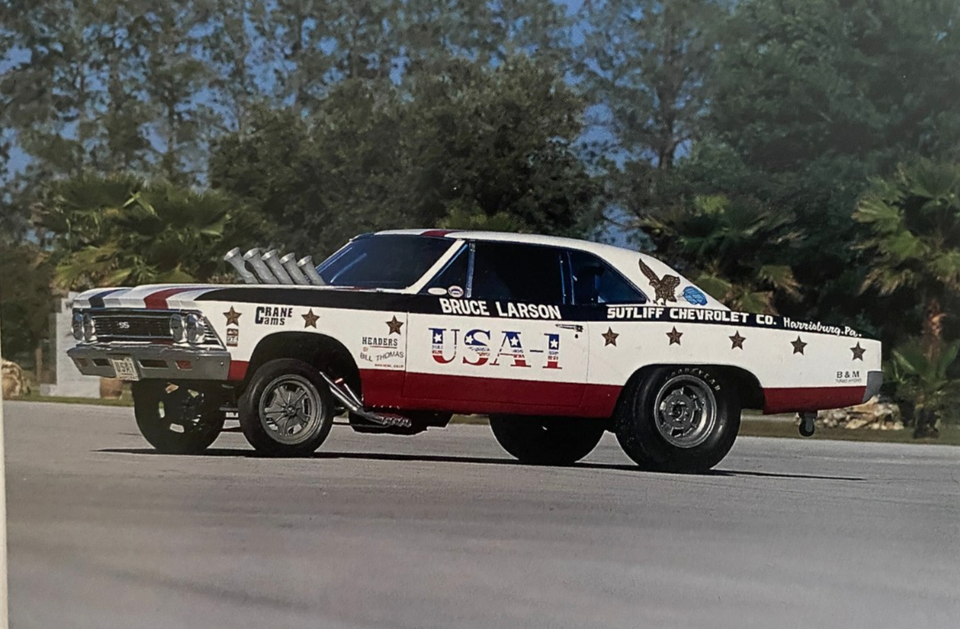 BRUCE LARSON VTG RARE CHEVELLE USA-1 NHRA F/C DRAG RACING HANDOUT ...
