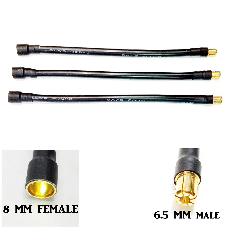 RCP Motor Wires 8 AWG CHOOSE Bullet Connector Size/Length 6.5mm & 8mm ...