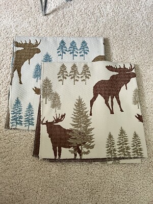 Set Of 2 27” X 27” Richbloom Fabrics Moose Pattern Upholstery Fabric ...