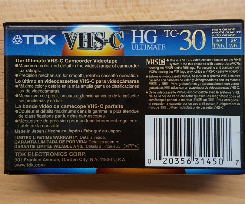TDK VHS C HG Ultimate Blank Video Cassette TC 30 | eBay