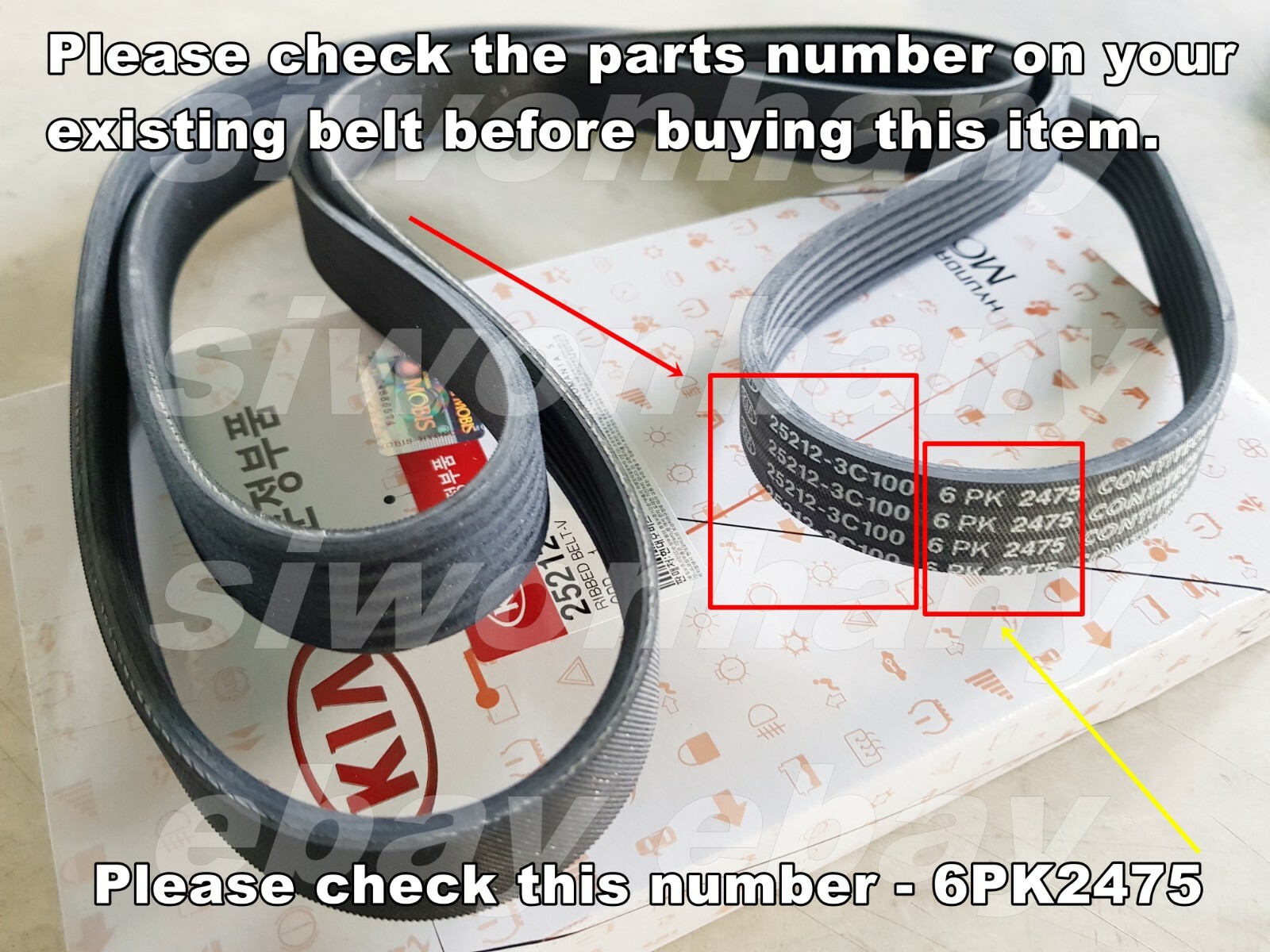 OEM 6PK2475 V-Ribbed Belt KIA Sedona Carnival Amanti Opirus Sorento ...