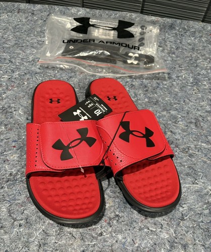 Under Armour Size 10 Ignite Pro Sliders Red Mens Slip On Pool Gym ...