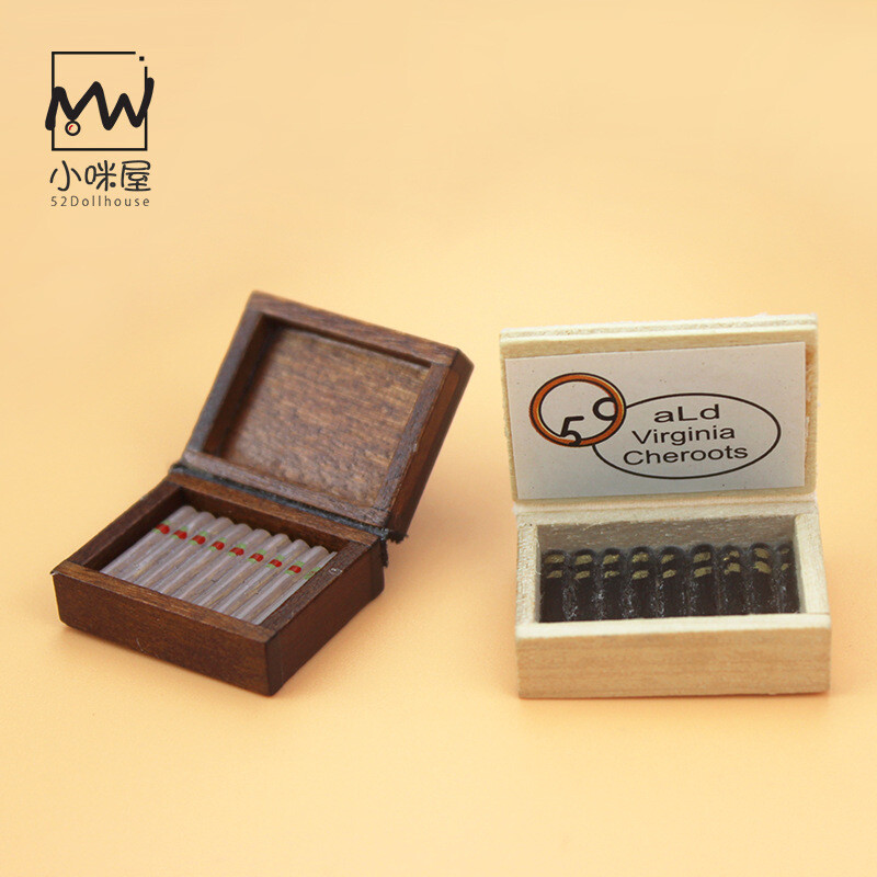 1:12 Scale Dollhouse Miniature Cigar Cigarette Box Tobacco Humidor ...