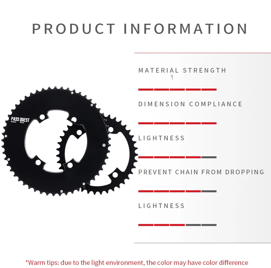 PASS QUEST BCD110 R8000 R7000 UT105 2X Chainring 11 -12 speed Road ...