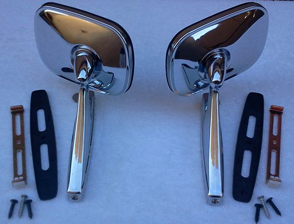 NOS Pair Chrome Rectangle Mirrors Hot Rod Muscle Car Side View Mirrors ...