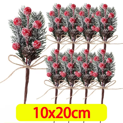 30/1X Christmas Pine Berry Branches Simulated Red Berries Pine Needle ...