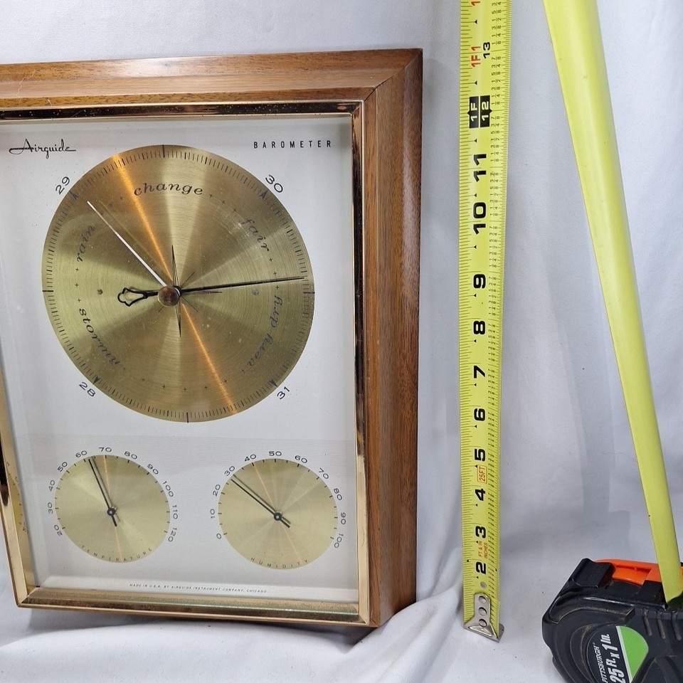 Vintage Airguide Weather Station Barometer Thermometer Humidity Wood ...