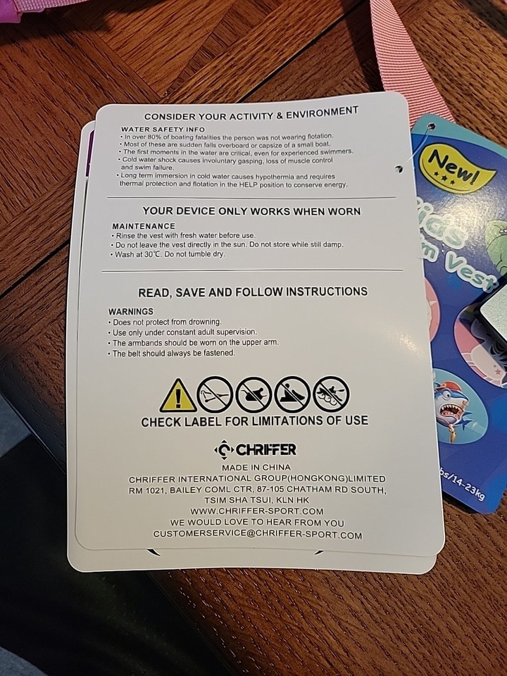 Chriffer Kids Swim Vest for Kids 30-50 lbs. (14-23kgs) Pink with Sea ...