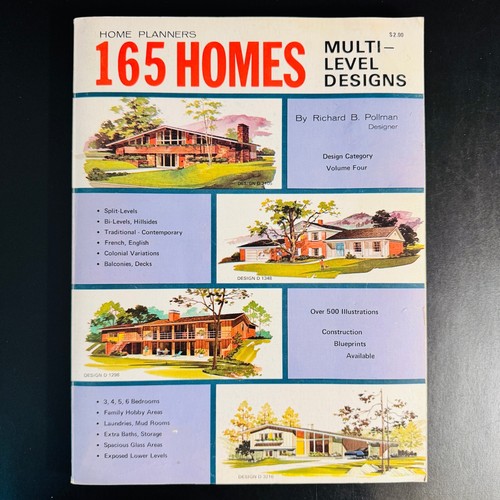 HOME PLANNERS 165 HOMES - MULTI-LEVEL DESIGN - MCM Building Plans 1969 ...