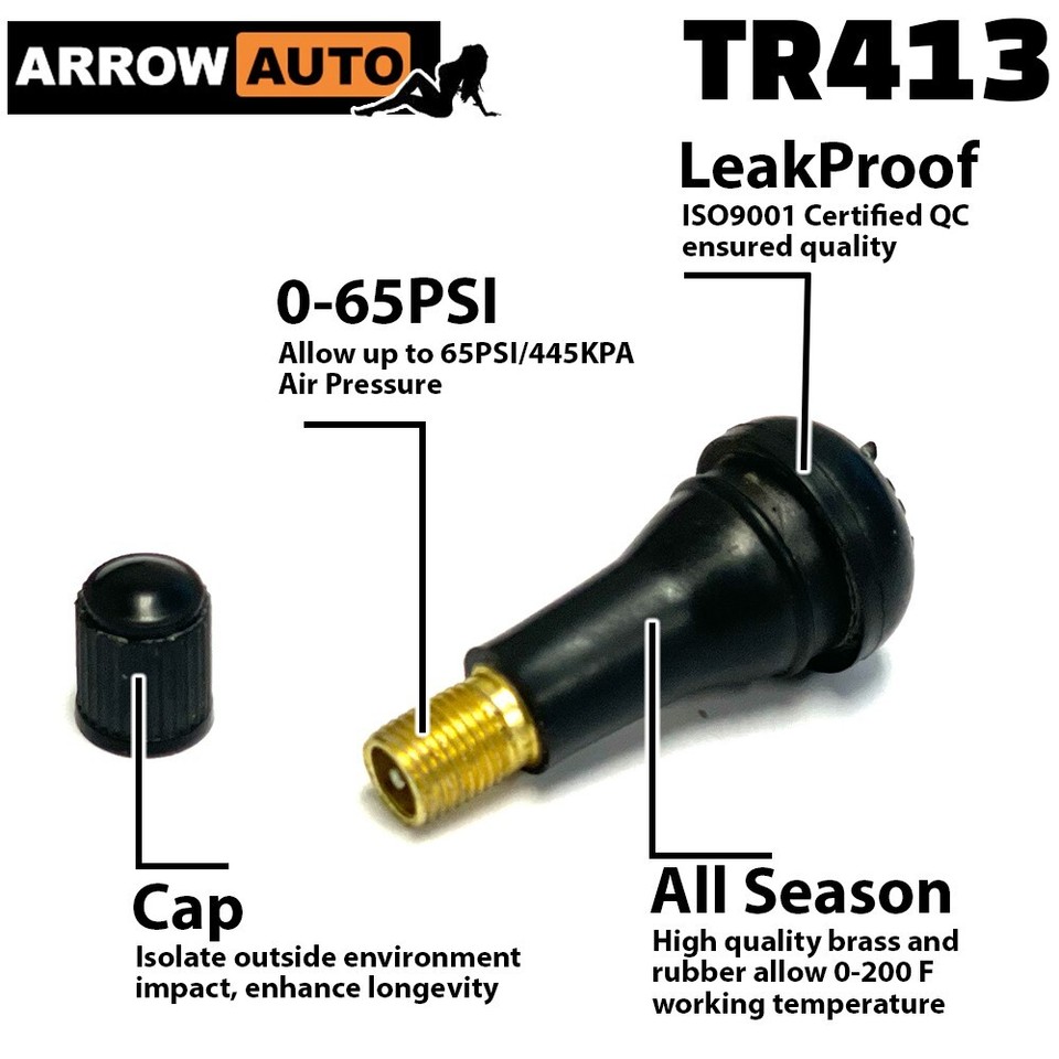 200x Tire Valve Stem TR413 Snap-In Car Auto Short Rubber Tubeless | eBay