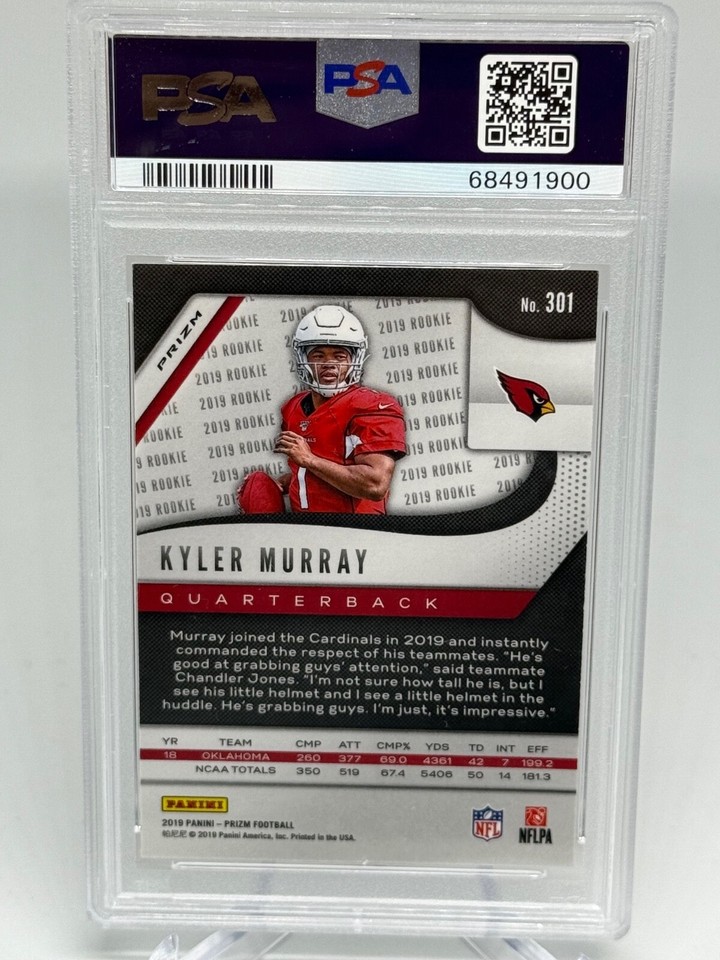 2019 Prizm Kyler Murray Lazer Prizm Rookie Card #301 RC GRADED PSA 10 ...