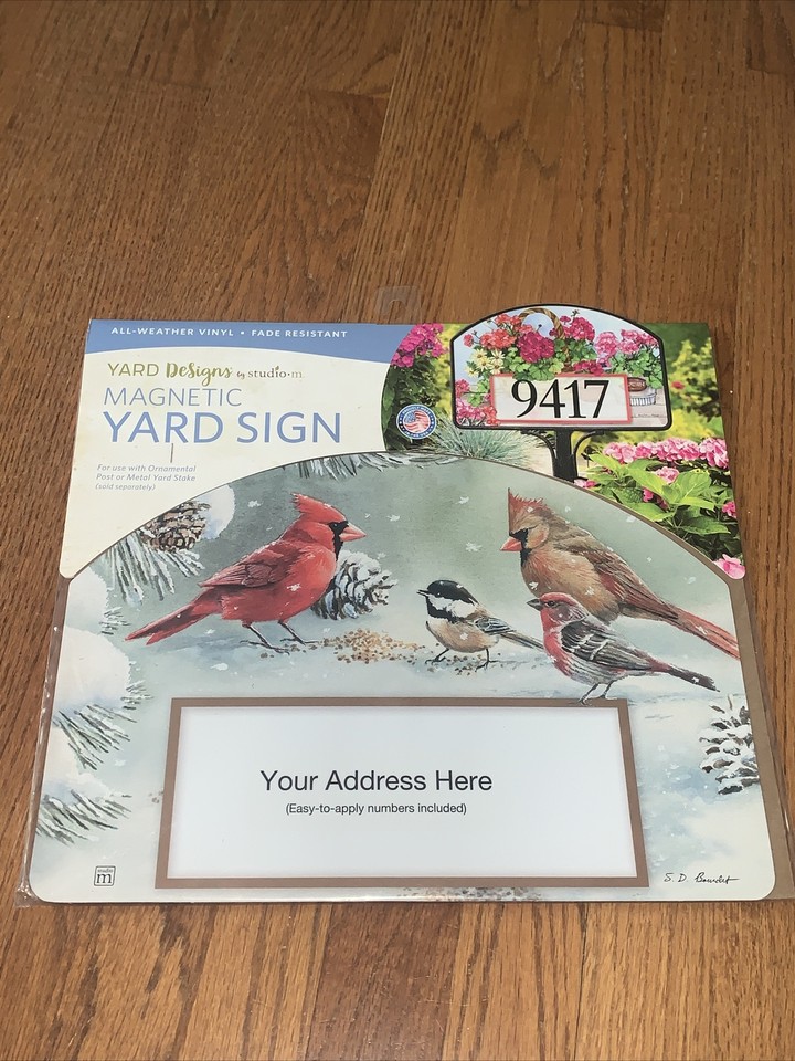 Yard Designs Magnetic Sign House Garden CARDINAL CHICKADEE FINCH Birds ...