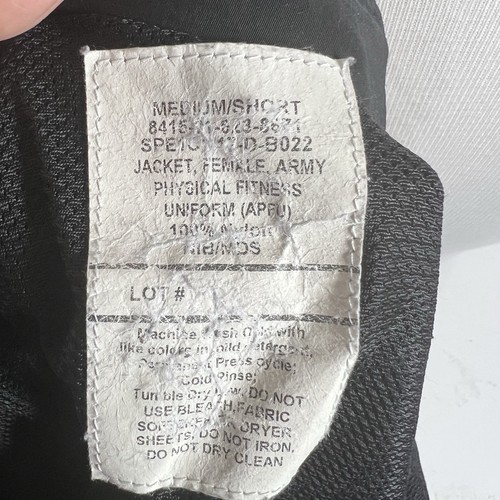 US ARMY Physical Fitness Uniform APFU Female Jacket Med Short 8415-01 ...