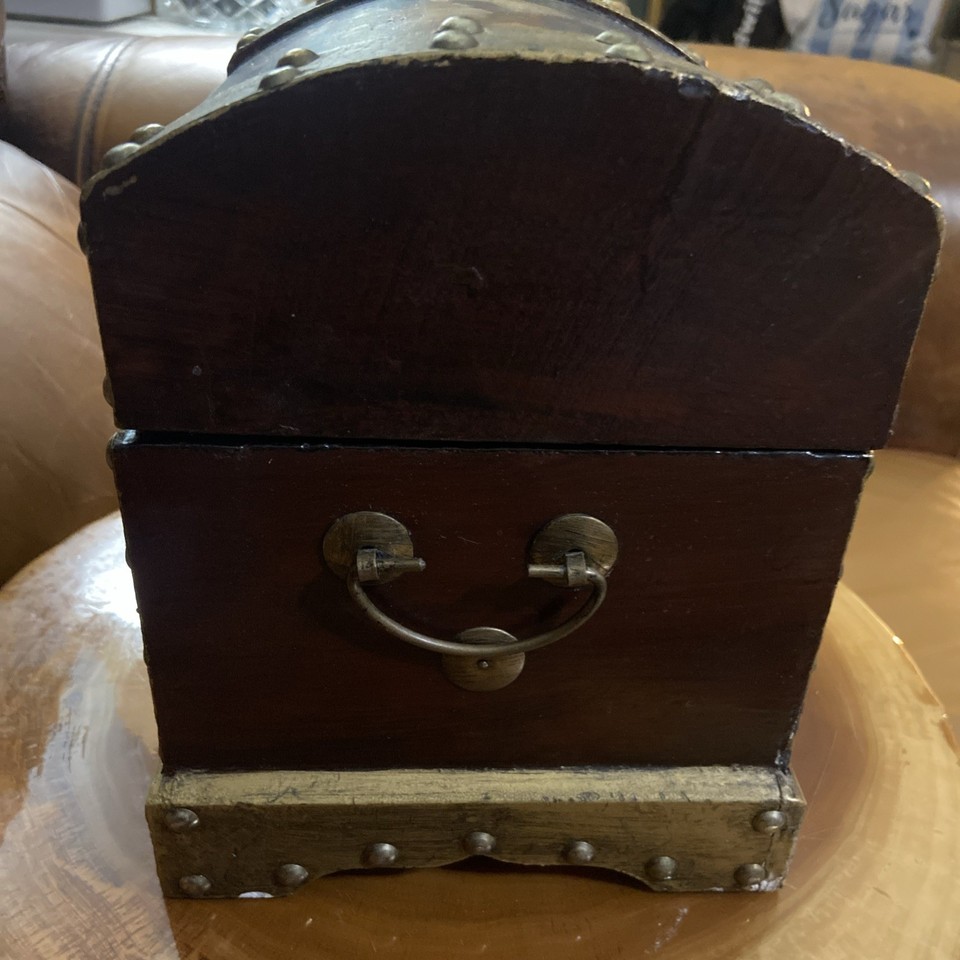 Wood Treasure Chest Hand Painted Floral Vintage Small (8.5"× 7" × 8.5 ...