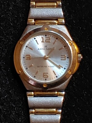 Anne Klein women's dress watch Silver face with gold accents Y121E ...