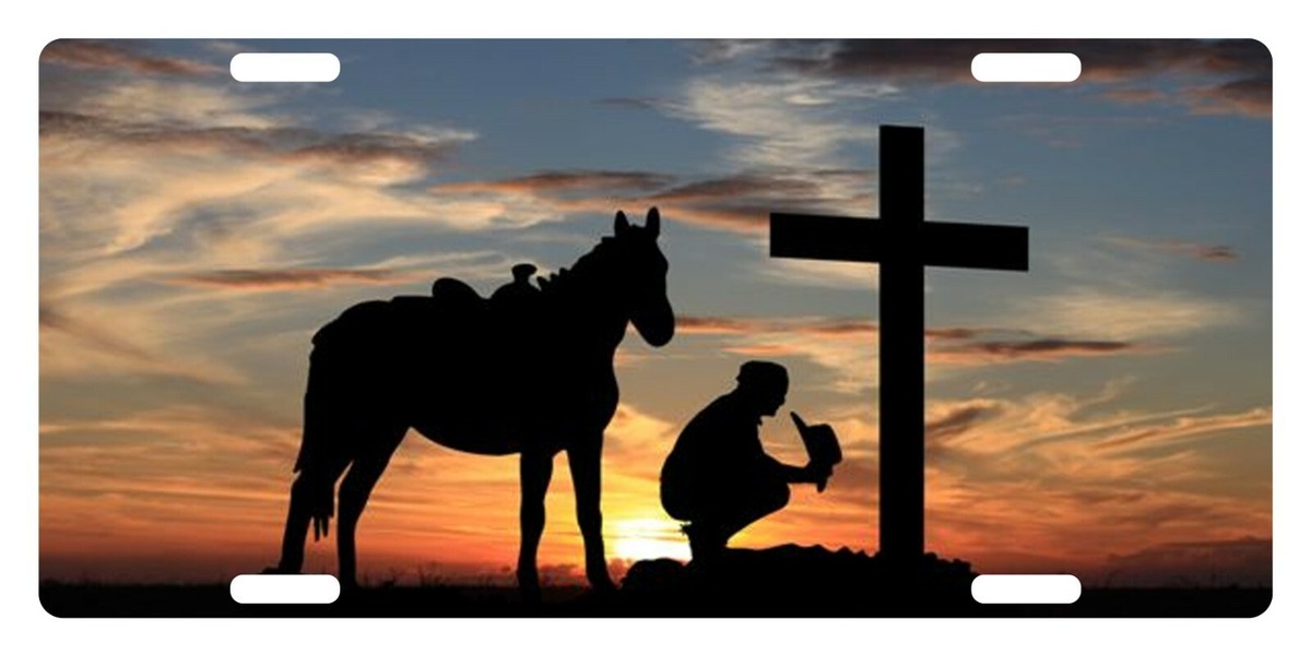 Cowboy At Cross Silhouette Praying Cowboy Tattoo