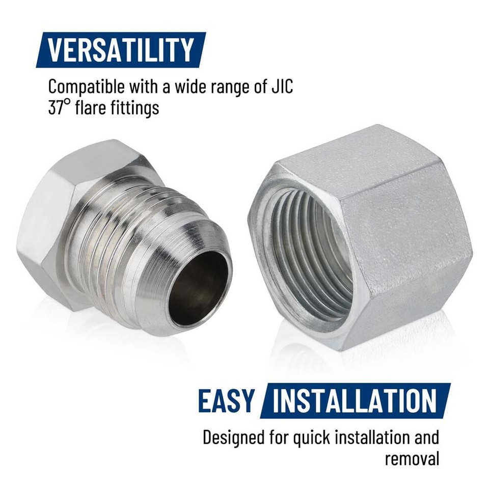 64Pcs JIC 37° Flare Thread Cap & Plug Kit 37 Degree JIC Cap and Plug ...